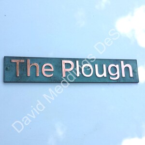 Real Copper Sign Name House Plaque on Plywood in 3" Antigoni for Brick ...