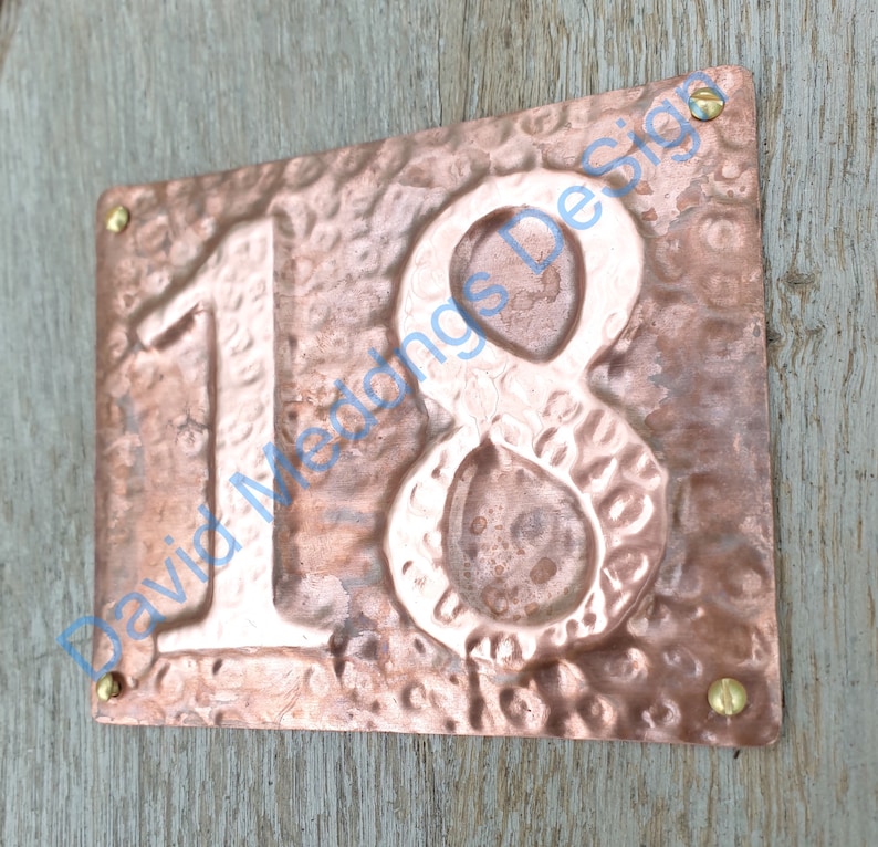 Large Upcycled Traditional Copper Numbers Address Plaque 2x Nos. 6 ...