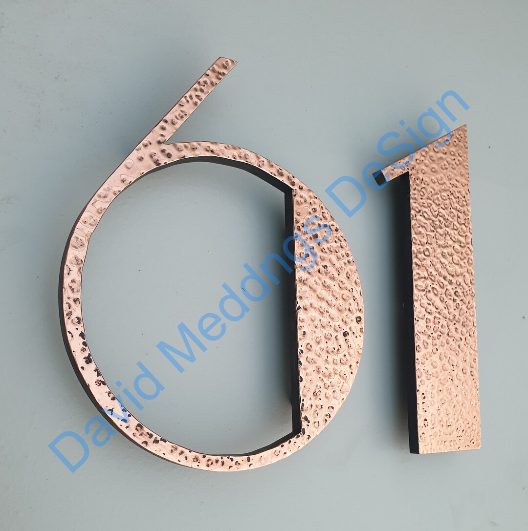 Large Art Deco Floating Numbers in Copper 12/300mm High in Hammered or ...