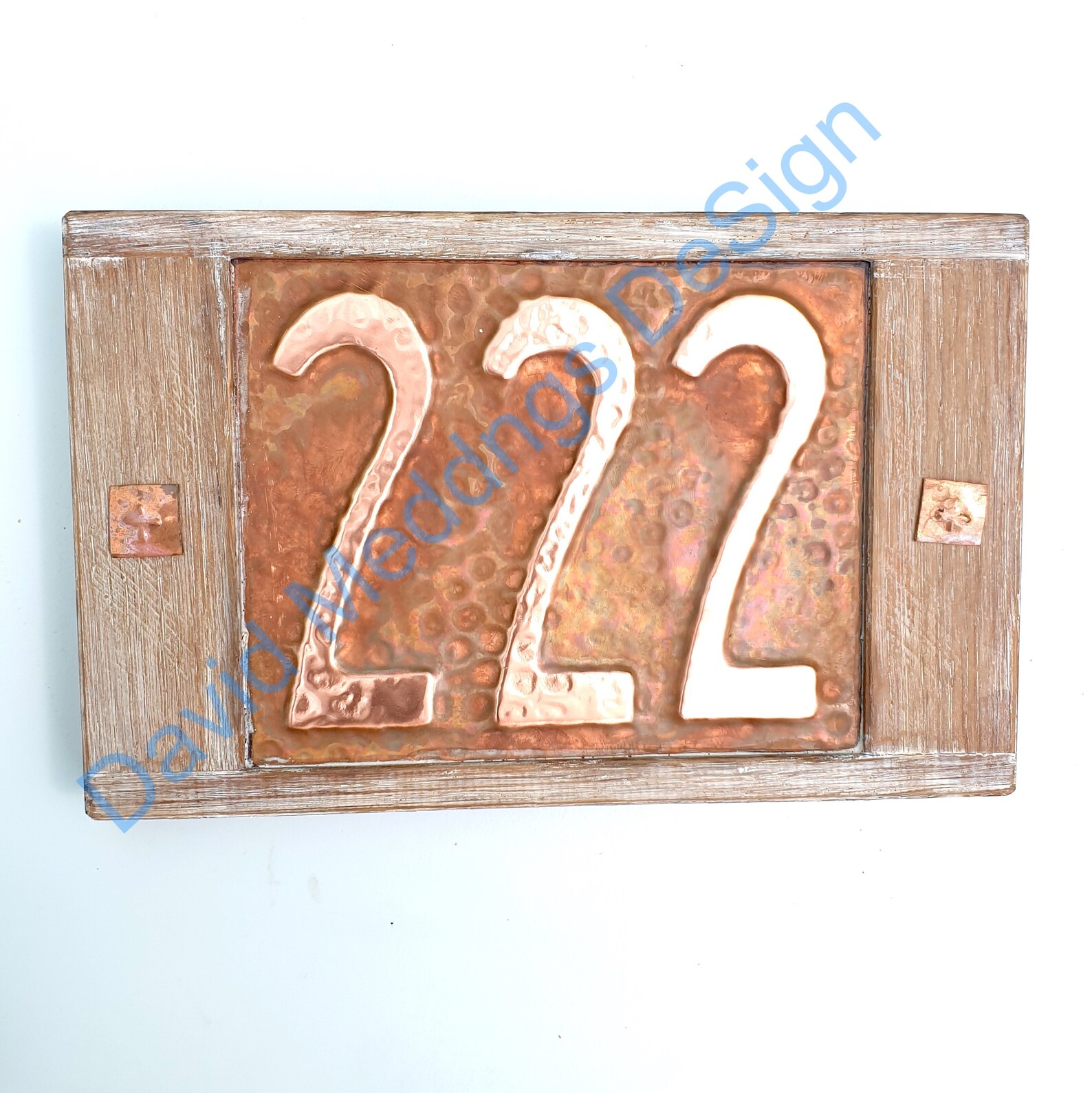 House Number Art Nouveau Plaque in Limed Oak and Copper 3x Nos 3"/75mm ...