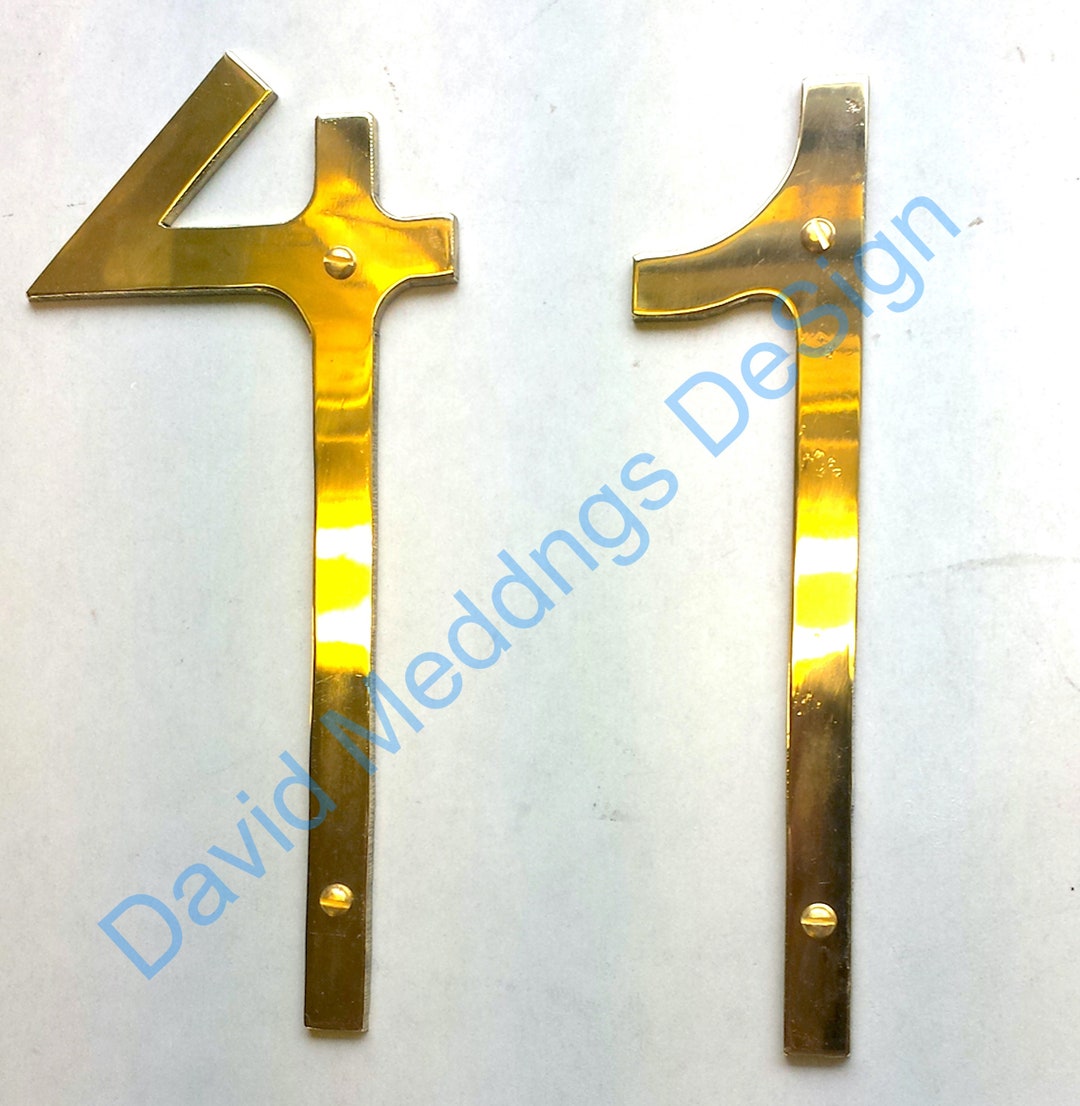 Art Nouveau Brass House Door Numbers in Polished, Hammered or Brushed ...
