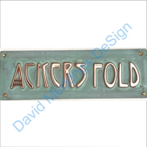 Small Copper Gate Door Name Sign Address Plaque up to 44 Letters of ...