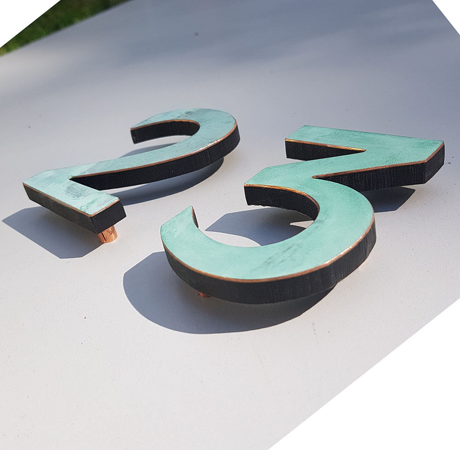 Large Art Deco Floating Numbers in Copper 9/228mm High - Etsy UK