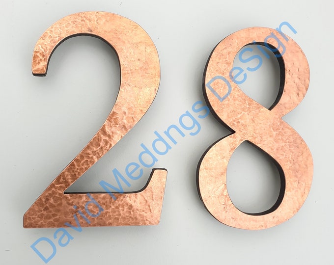 Copper Floating Numbers in 12/300mm High in Hammered or - Etsy UK