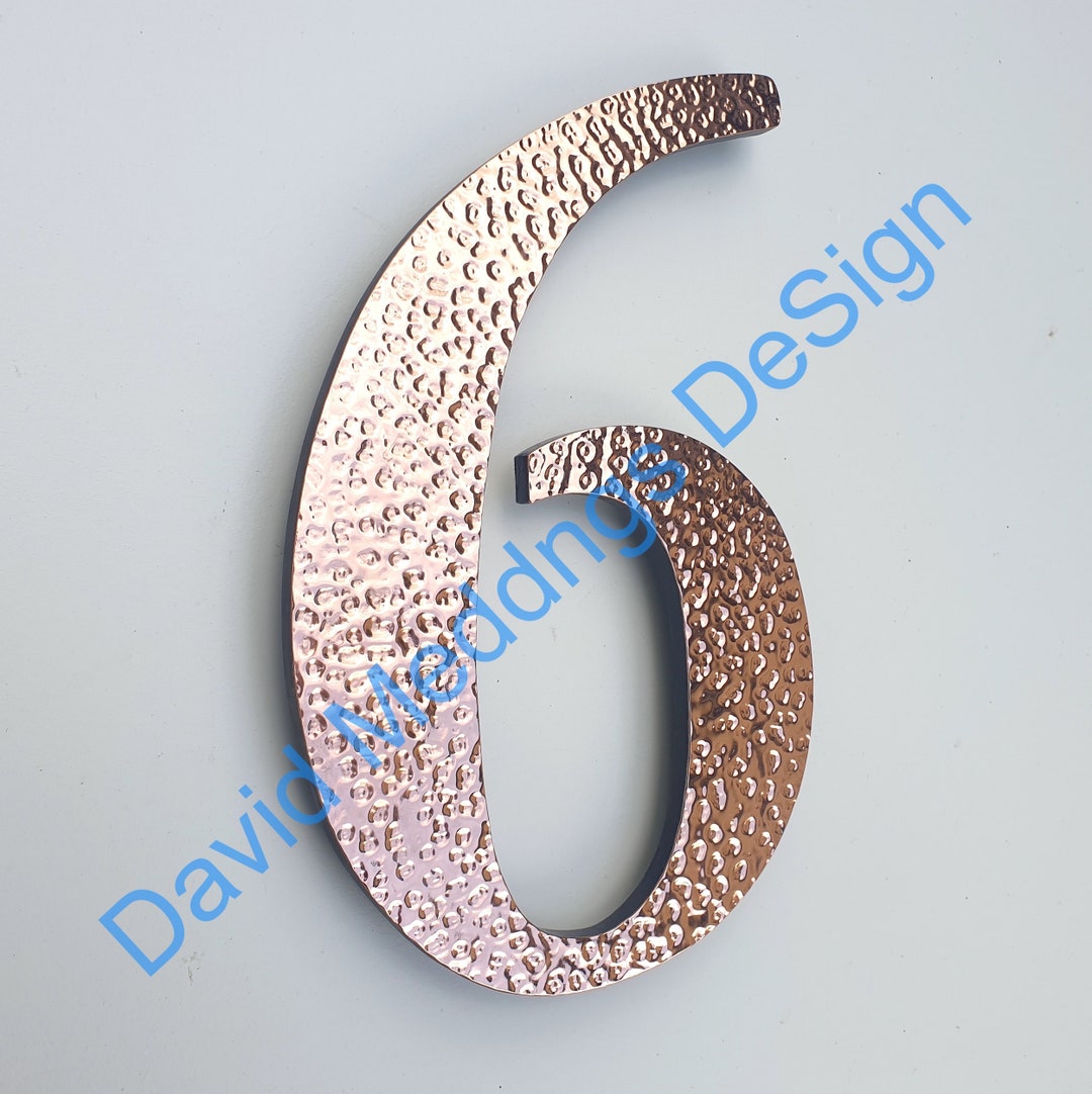 Serif Style Floating Numbers in Polished, Hammered or Brushed Copper 6 ...