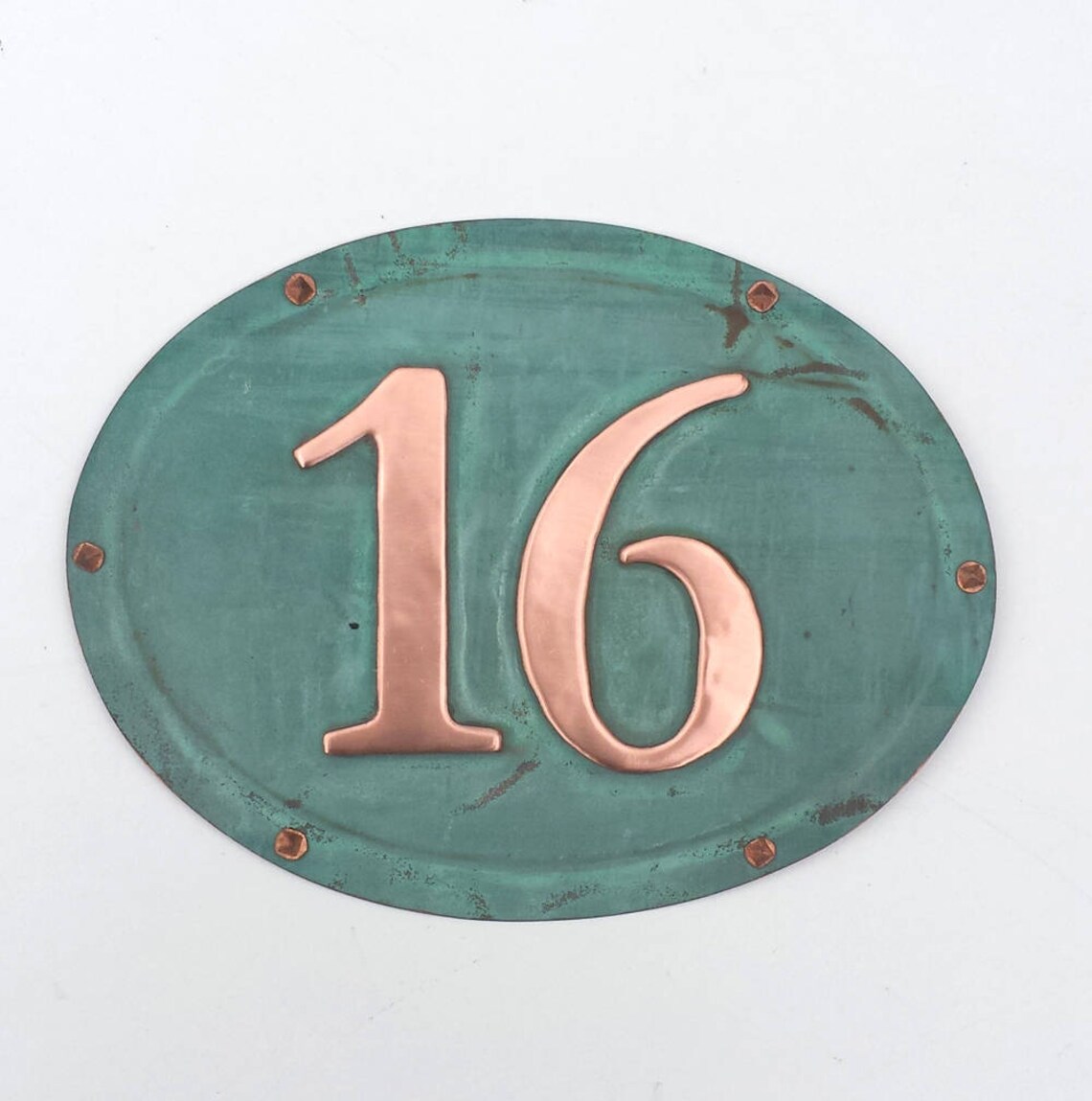 Oval House Number Plaque in Real Copper 4