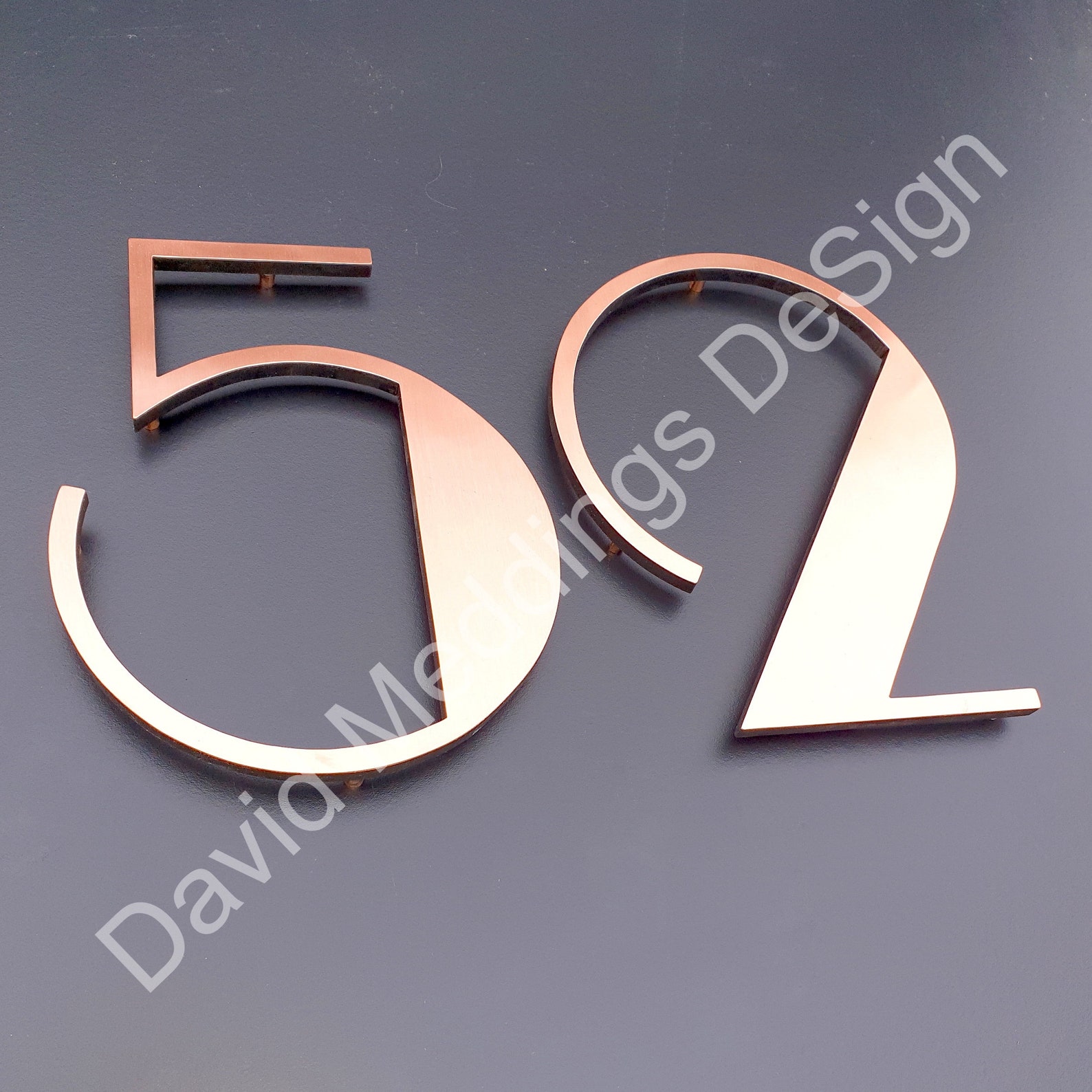 Large Art Deco Floating Numbers in Copper 9"/228mm High in Polished ...