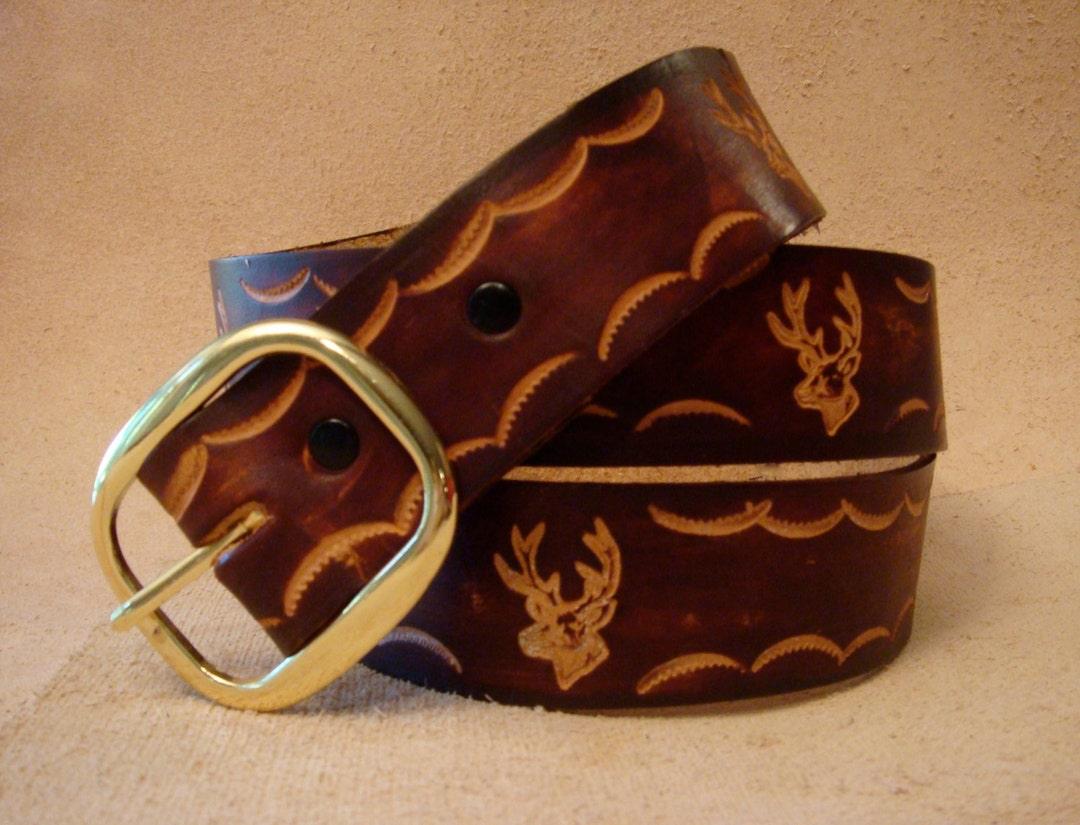 Brown Leather Belt Tooled Leather Belt Custom Leather Belt Personalized ...
