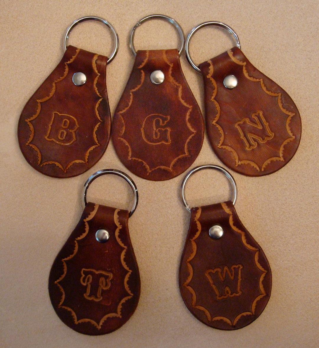 Personalized Leather Key Ring With Initial of Your Choice - Etsy