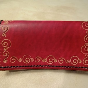 Red Leather Checkbook Cover Red Custom Leather Checkbook - Etsy