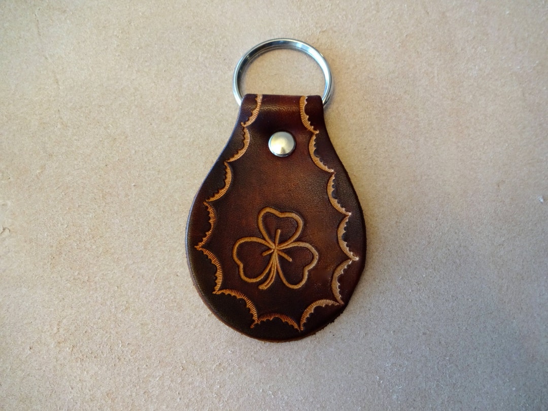Leather Key Fob Shamrock - Etsy