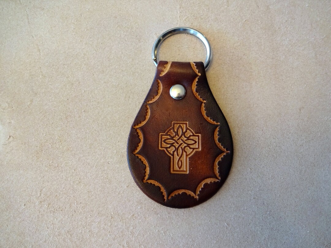 Leather Key Fob Celtic Cross - Etsy