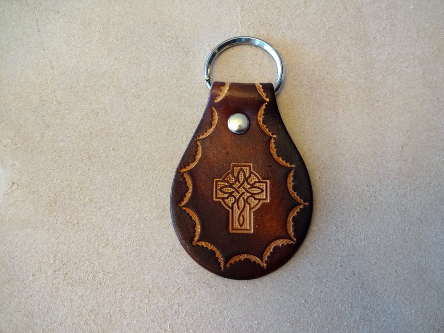 Leather Key Fob Celtic Cross | Etsy