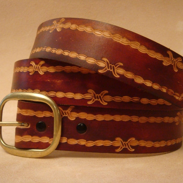 Barbed Wire Leather Belt - Etsy