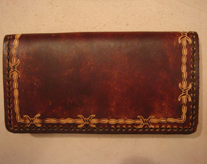Brown Leather Checkbook Tooled Leather Checkbook Cover Tooled Leather ...