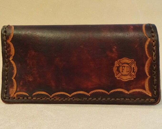 Brown Leather Checkbook Cover Handmade Checkbook Cover Tooled Brown ...