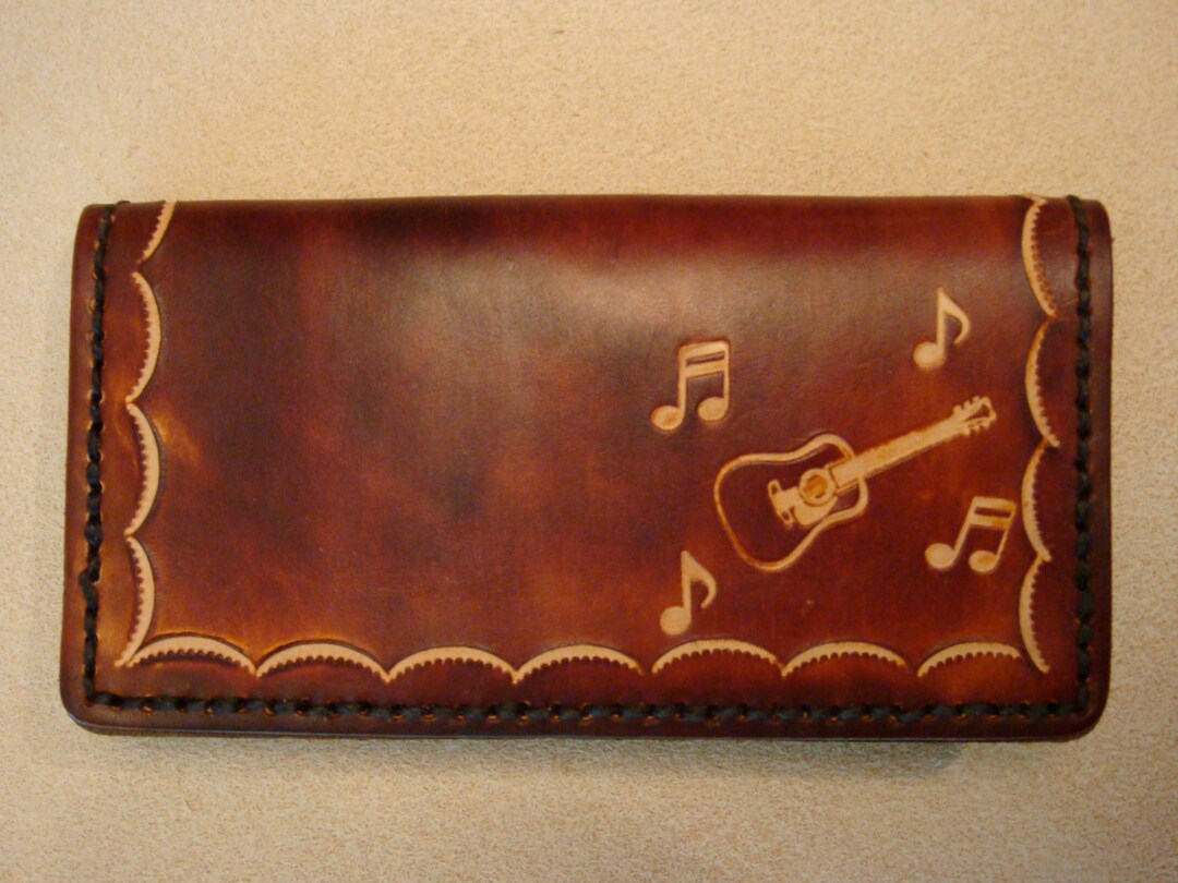 Brown Leather Checkbook Cover Tooled Leather Wallet Handemade Checkbook ...