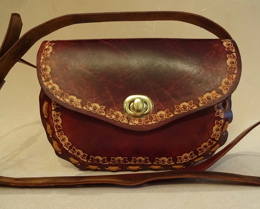 Lyn Brown Tooled Leather Crossbody Bag Leather Shoulder Bag Leather ...