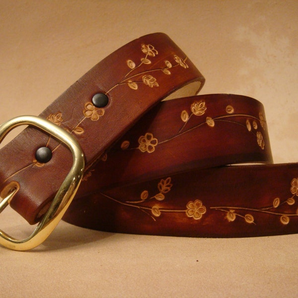 Stamped Leather Belt - Etsy
