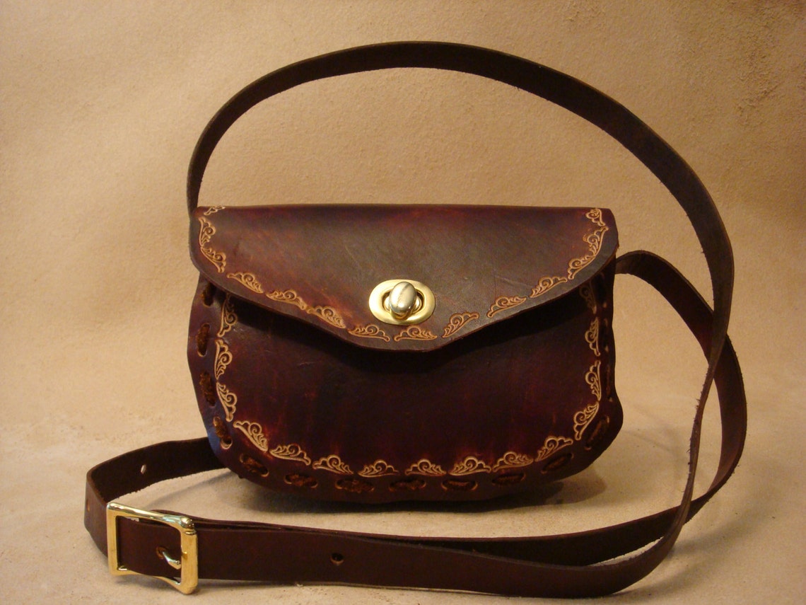 Lyn Tooled Brown Leather Crossbody Bag Shoulder Purse | Etsy