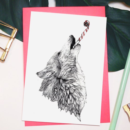 Wolf Birthday Greeting Card Woodland Cute Animal Cake Card - Etsy