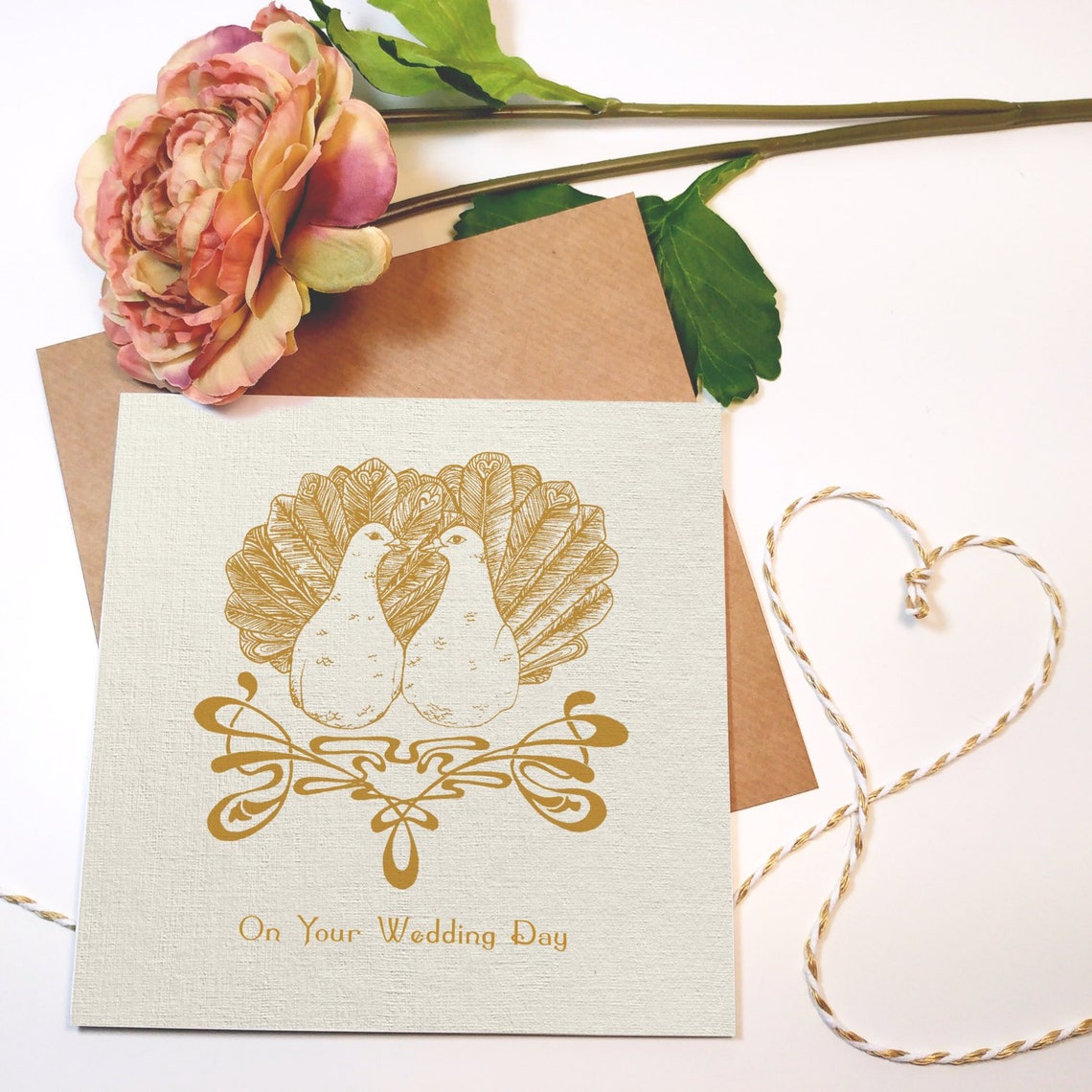 SALE // Wedding Day Doves // Square Greeting Card Love | Etsy