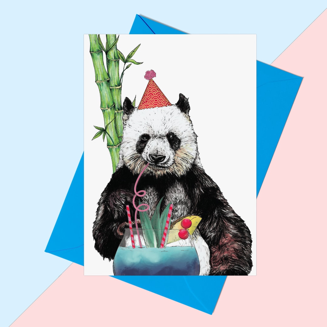 Party Panda Greeting Card - Etsy