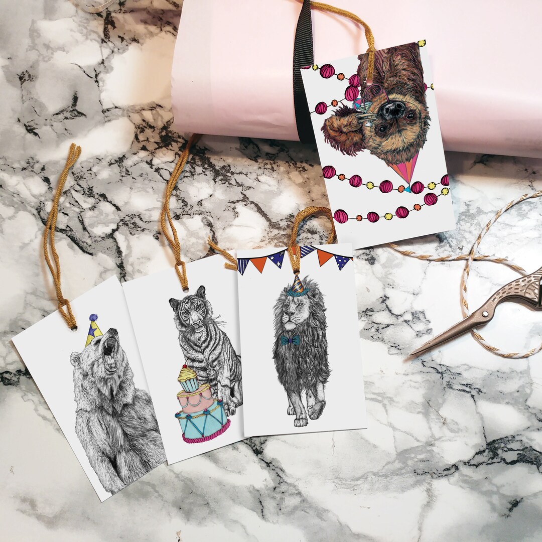 Party Animals Gift Tag Pack // Birthday Present Tag, Gift Tag Set, Gift ...