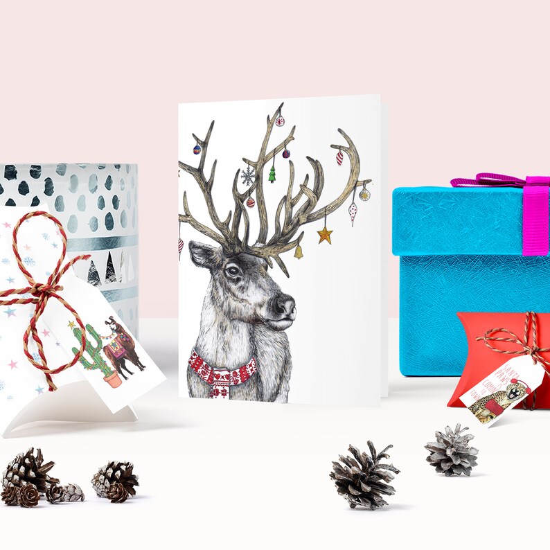 A6 Christmas Reindeer Card - Etsy