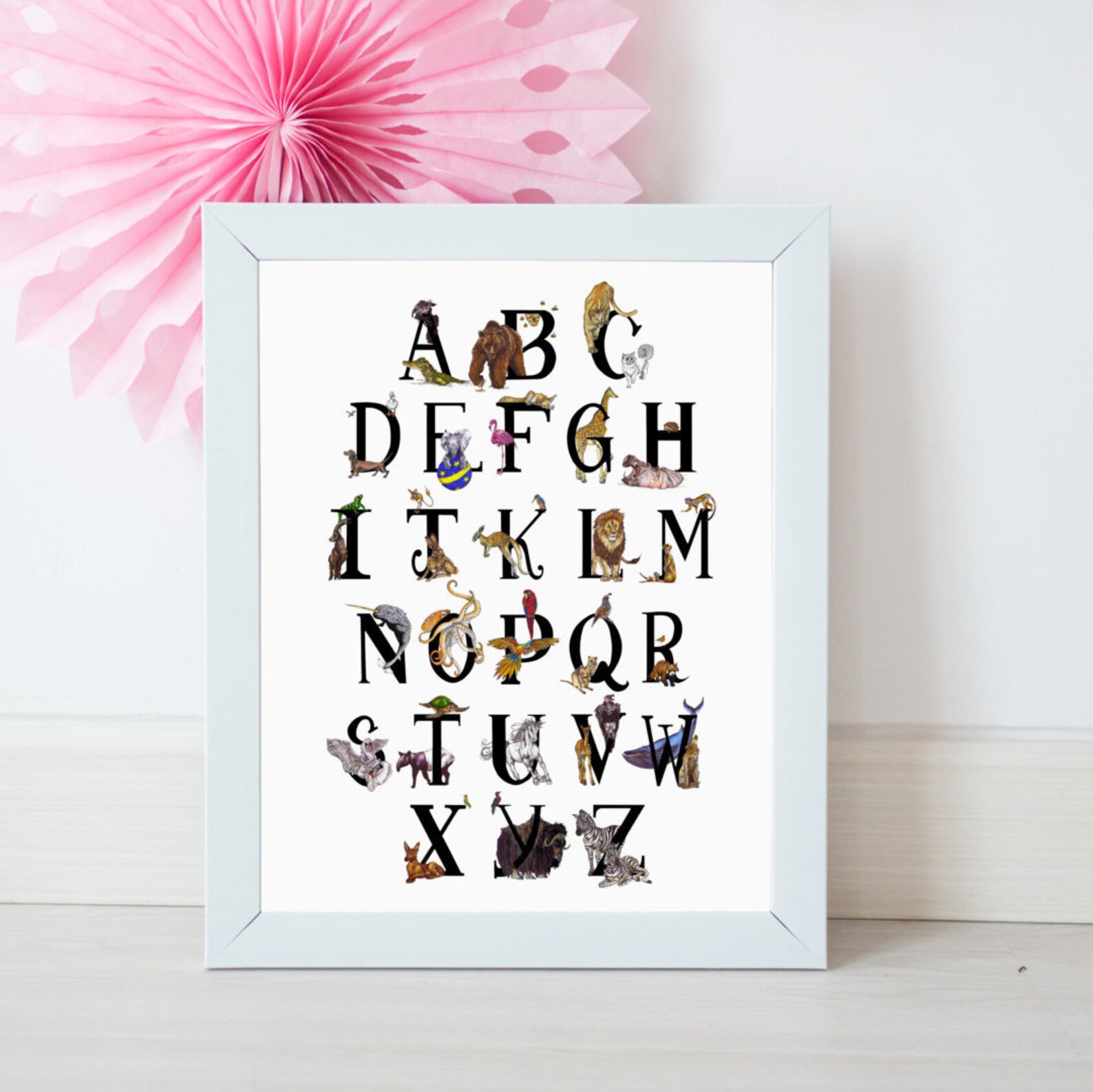 Alphabet Print // Animal Alphabet A3 Poster // Baby Nursery - Etsy