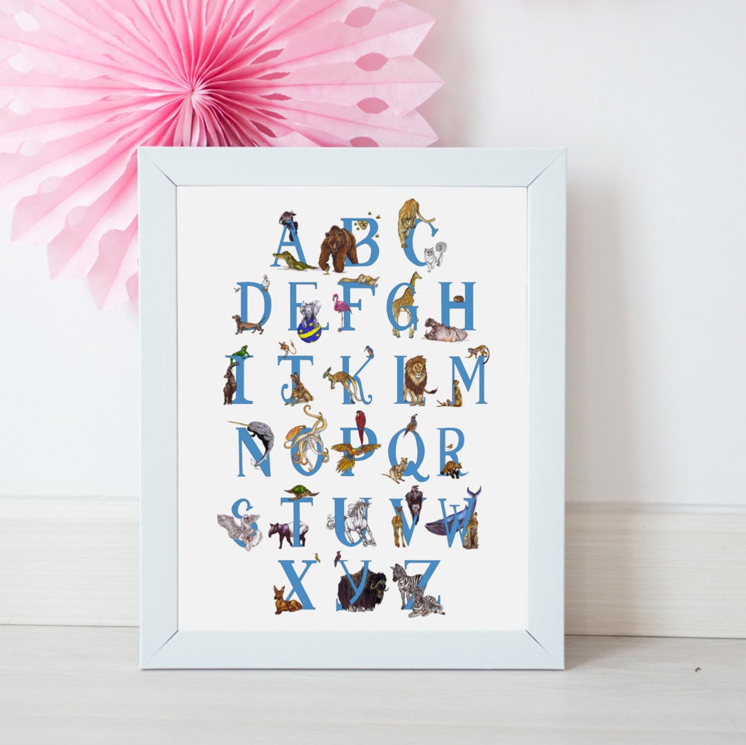Alphabet Print // Animal Alphabet A3 Poster // Baby Nursery ABC - Etsy