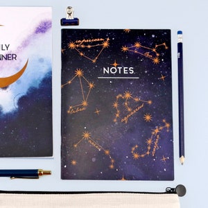 Celestial Zodiac Constellations Notebook | Cosmic Stationery | Zodiac ...