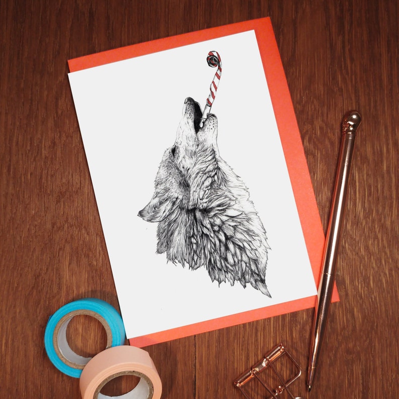 Wolf Greetings Card // Party A6 Blank Card - Etsy