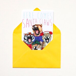 Caroling Cats Christmas Card 'santa Claws' - Etsy