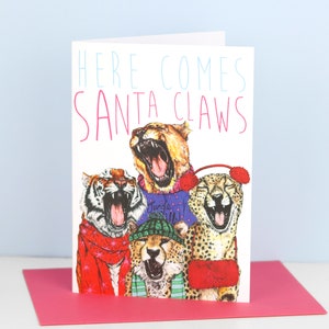 Caroling Cats Christmas Card 'santa Claws' - Etsy