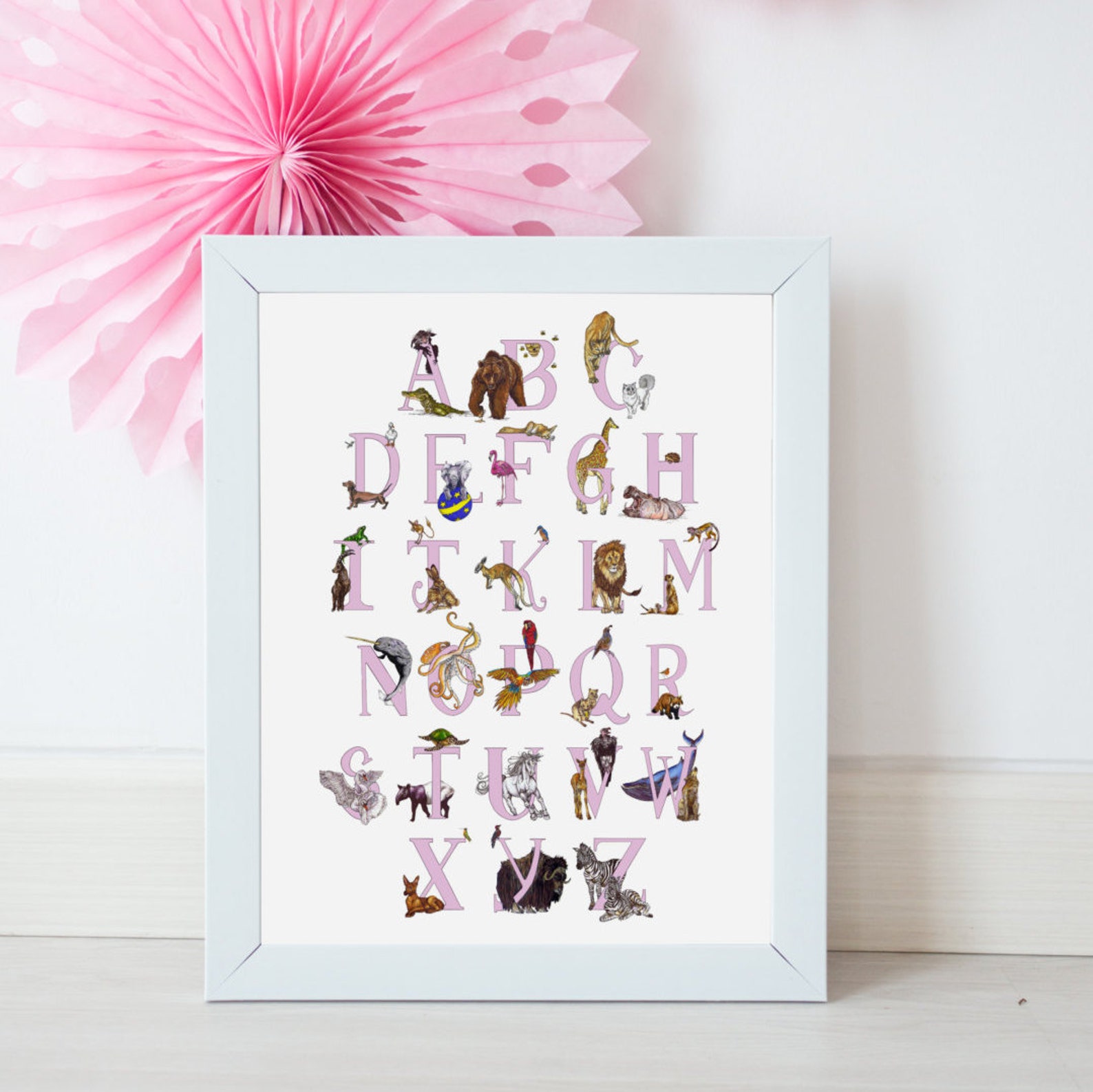 Alphabet Print // Animal Alphabet A3 Poster // Baby Nursery | Etsy