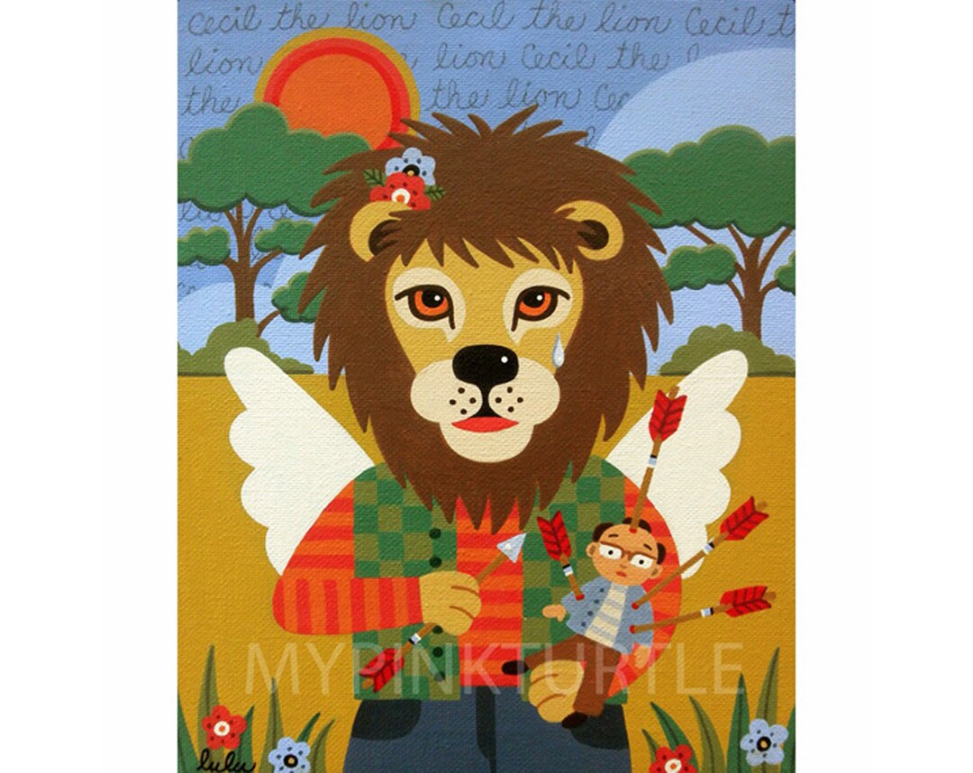 Cecil the Lion 8 X 10 PRINT of Painting by Lulu Mypinkturtle - Etsy