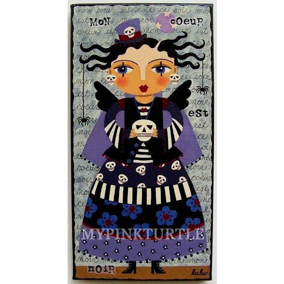 Steampunk Gothic Angel with Spiders 5 x 10 PRINT of painting | Etsy