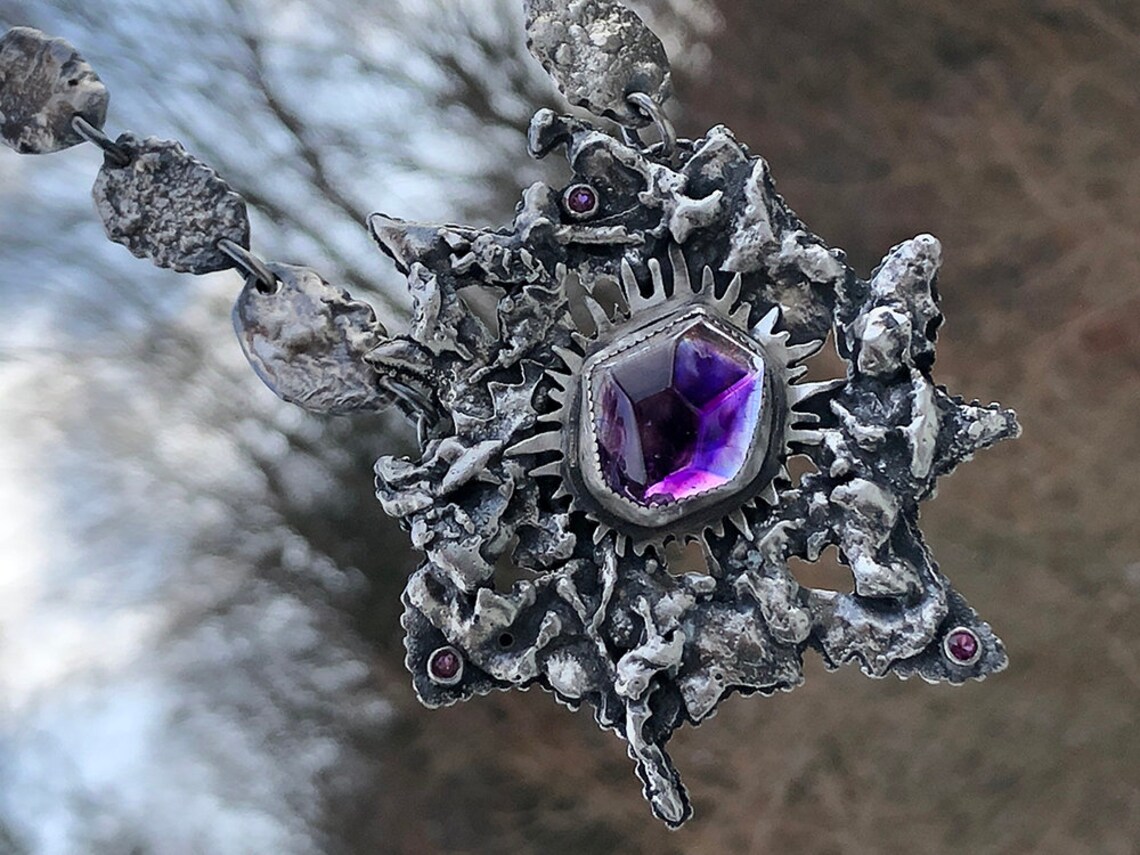 Red Dwarf Necklace. Sterling Silver Garnet Amethyst. Post - Etsy