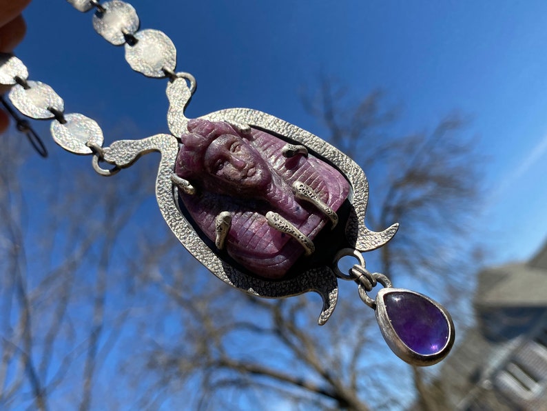 King Tut Ruby Amulet. Artisan Sterling Silver. Primitive Raw - Etsy