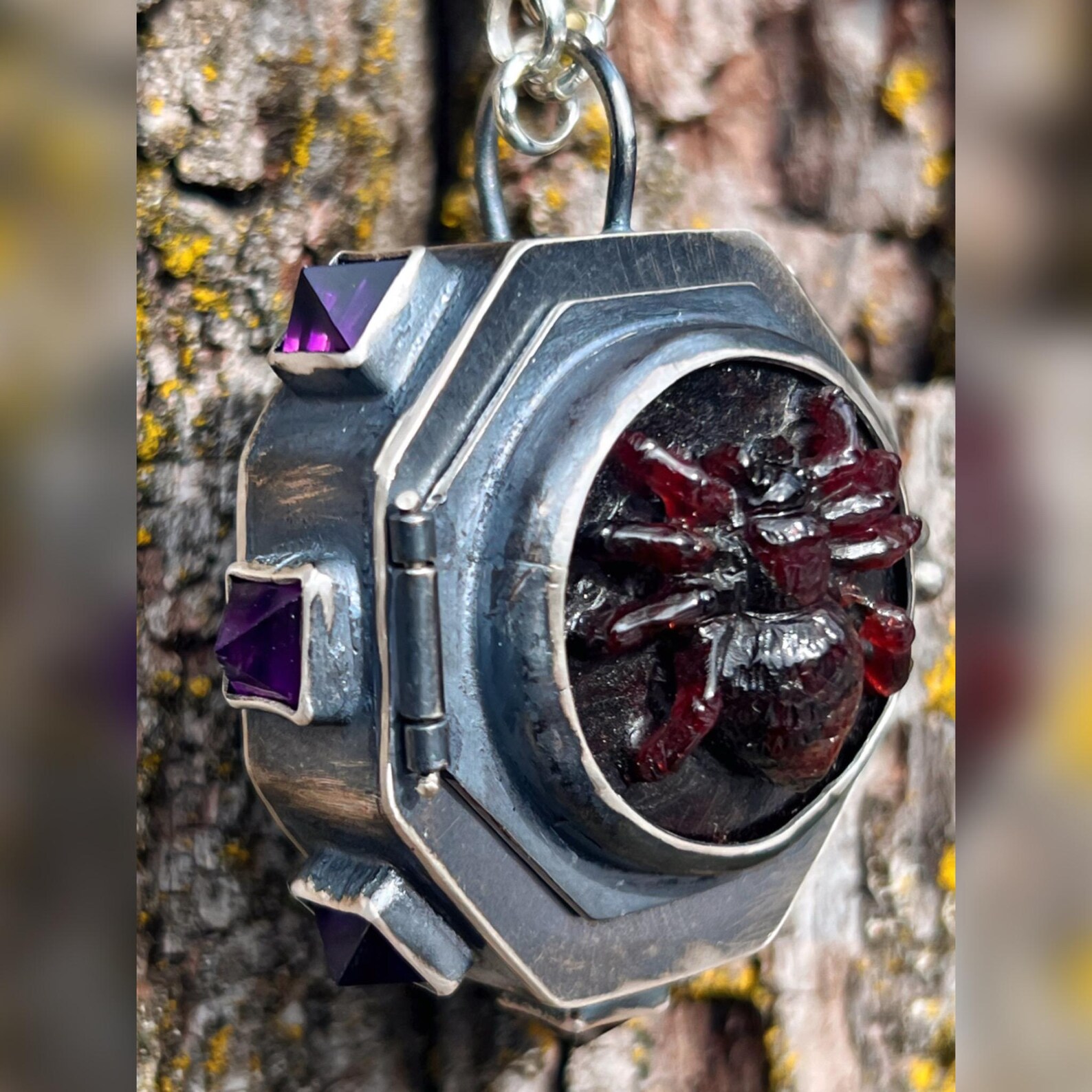 Guarded Spells Locket. Spider, Tarantula, Red, Purple, Black Magic ...