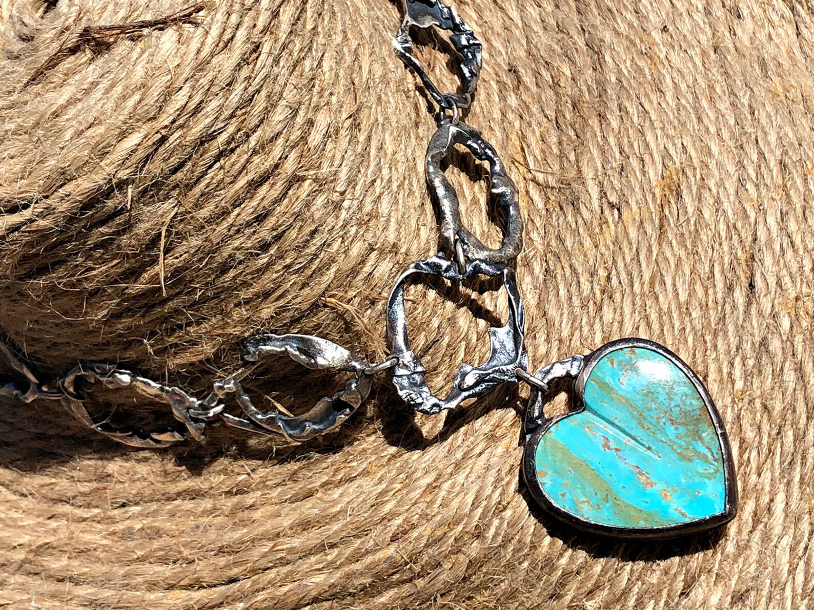 Turquoise Heart Amulet. Artisan Sterling Silver. Raw - Etsy