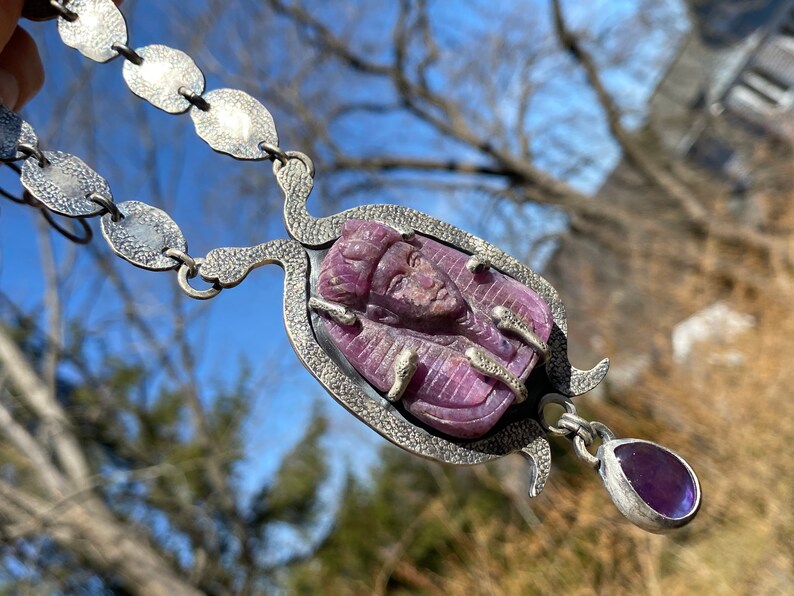 King Tut Ruby Amulet. Artisan Sterling Silver. Primitive Raw - Etsy