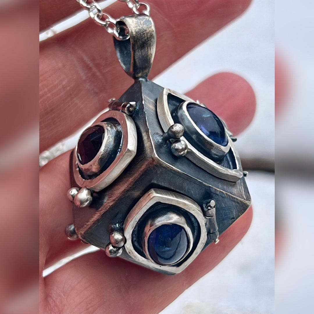 Evil Eye Fidget Toy Locket. Stress Relief, Pillbox, Blue, Boho ...