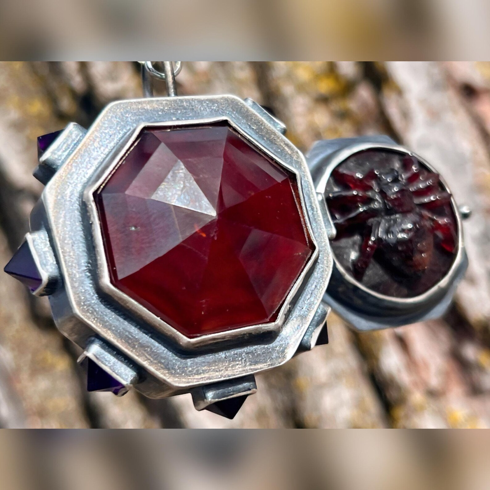 Guarded Spells Locket. Spider, Tarantula, Red, Purple, Black Magic ...