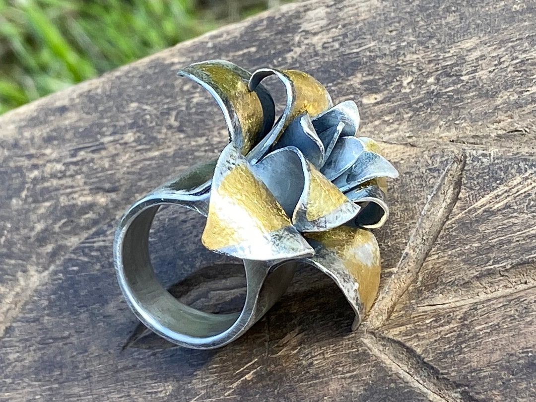 Keum Boo Rose Ring. Fine and Sterling Silver, Gold. Primitive, Raw ...