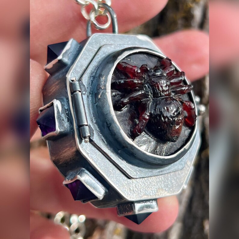 Guarded Spells Locket. Spider, Tarantula, Red, Purple, Black Magic ...