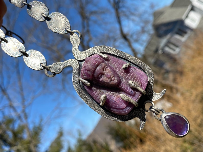 King Tut Ruby Amulet. Artisan Sterling Silver. Primitive Raw - Etsy