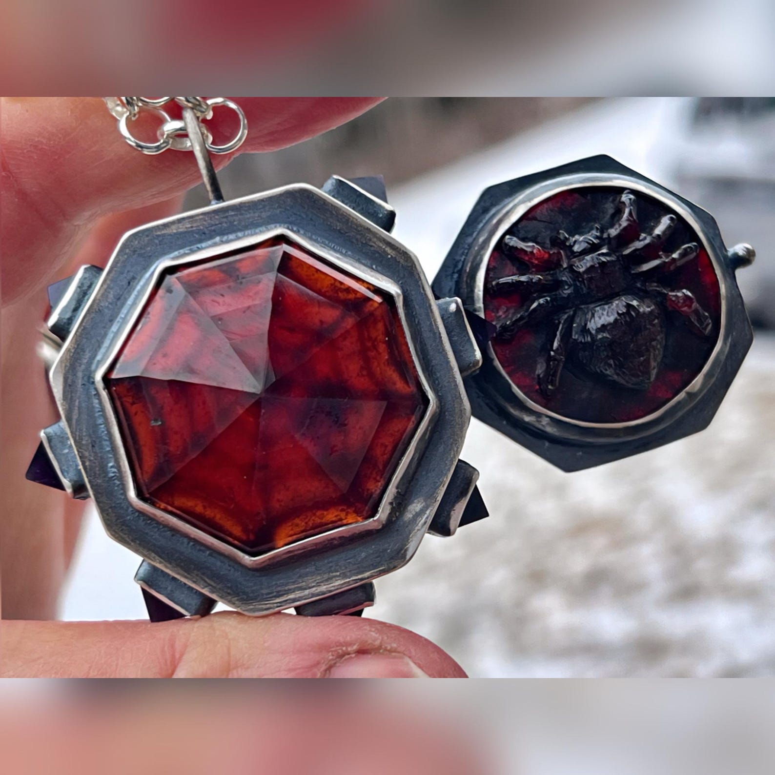 Guarded Spells Locket. Spider, Tarantula, Red, Purple, Black Magic ...