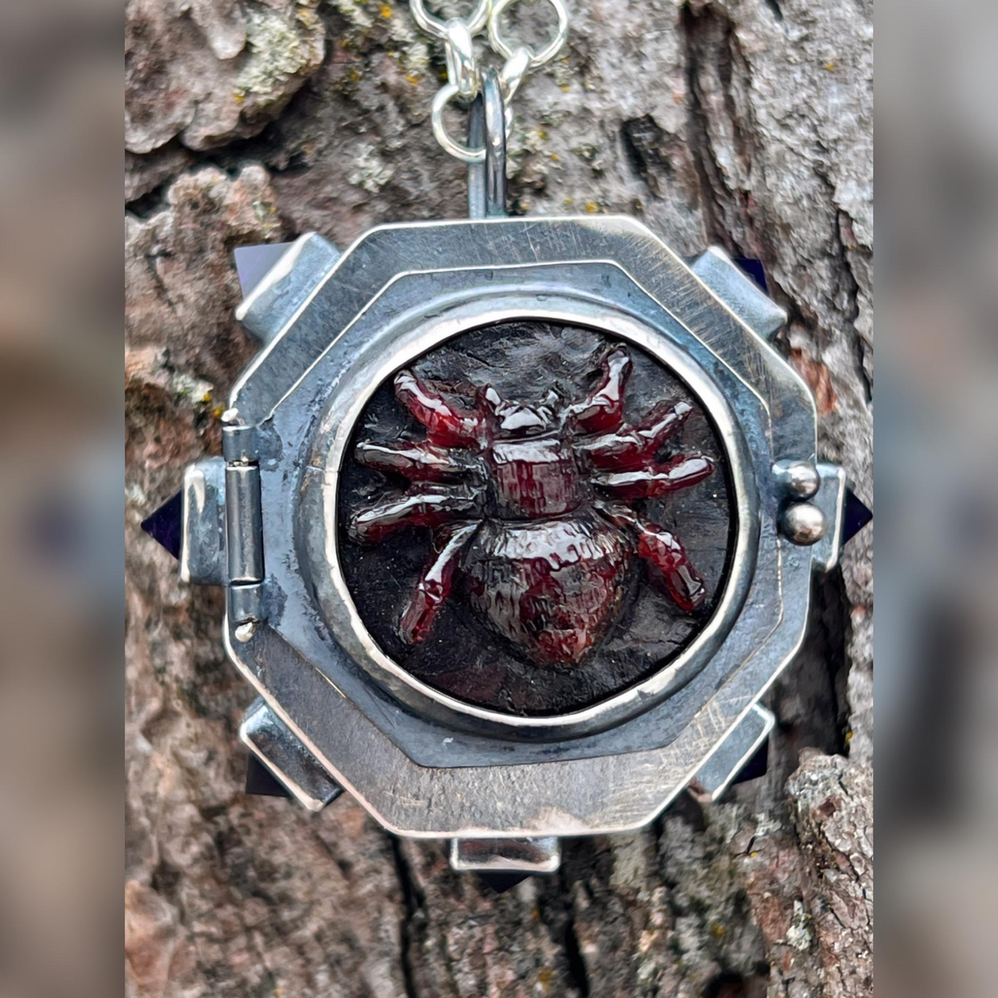 Guarded Spells Locket. Spider, Tarantula, Red, Purple, Black Magic ...